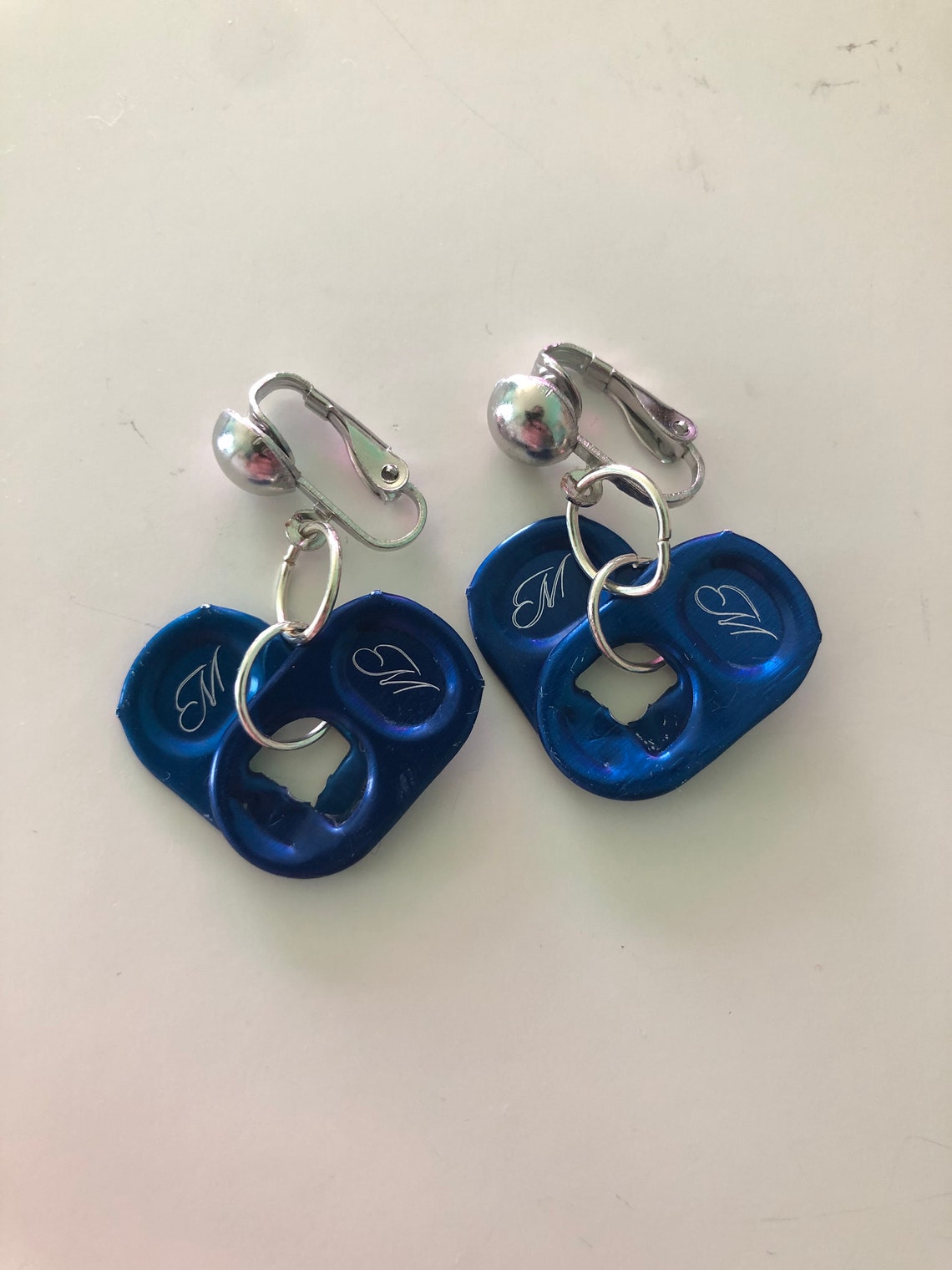 Dark Blue Heart Pop Tab Earrings - Etsy