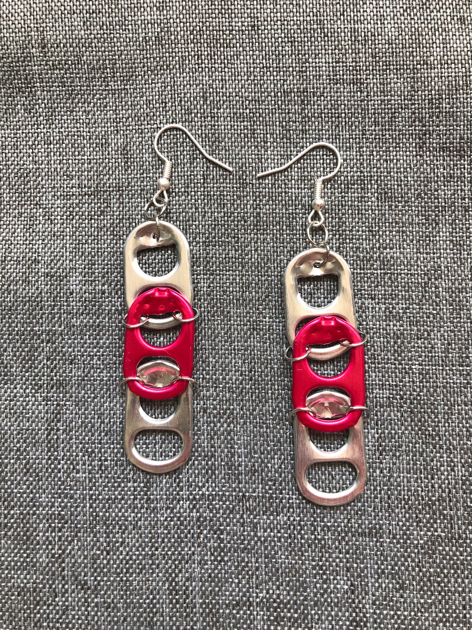 3-tier Silver & Pink Pop Tab Earrings - Etsy
