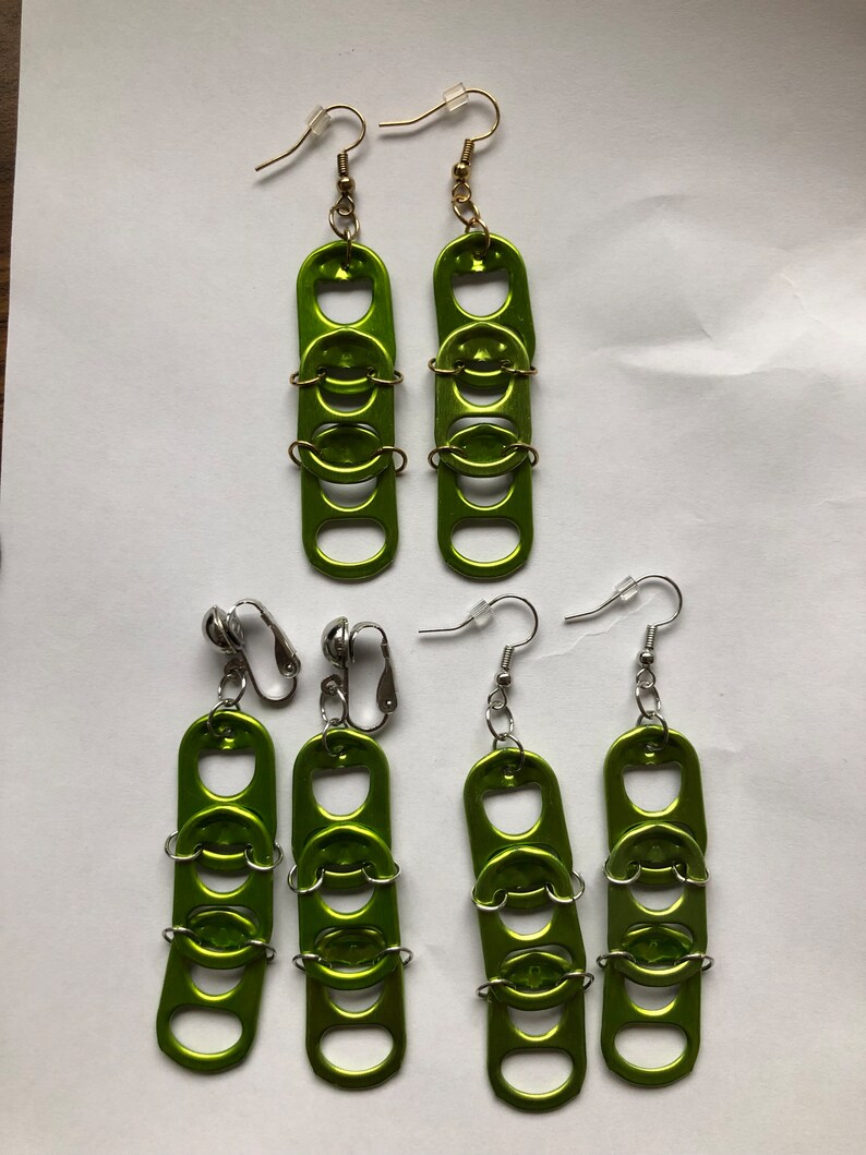 3-tier Green Pop Tab Earrings - Etsy