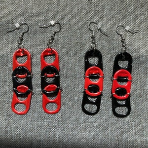 3-tier Black & Red Pop Tab Earrings - Etsy