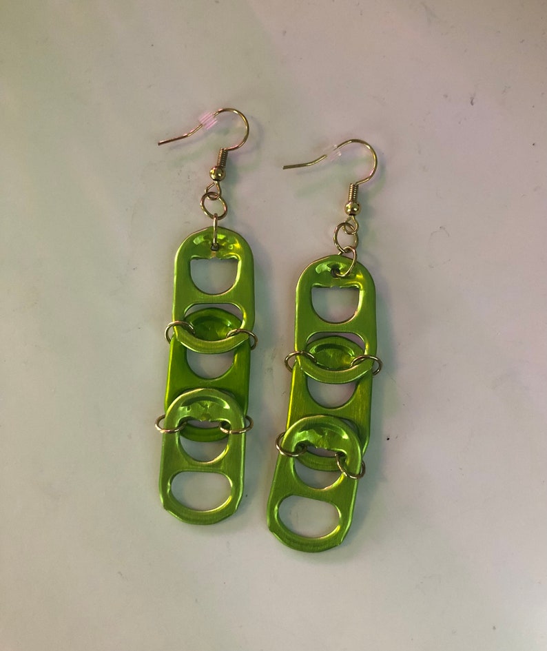 3-tier Green Pop Tab Earrings - Etsy