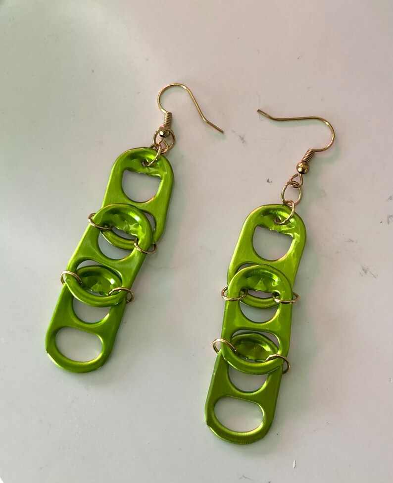 3-tier Green Pop Tab Earrings - Etsy