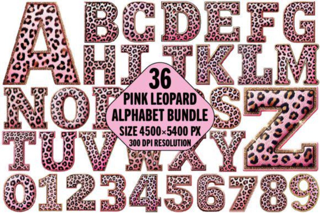 Pink Leopard Alphabet Leopard Doodle Letters PNG Bundle Leopard Print ...