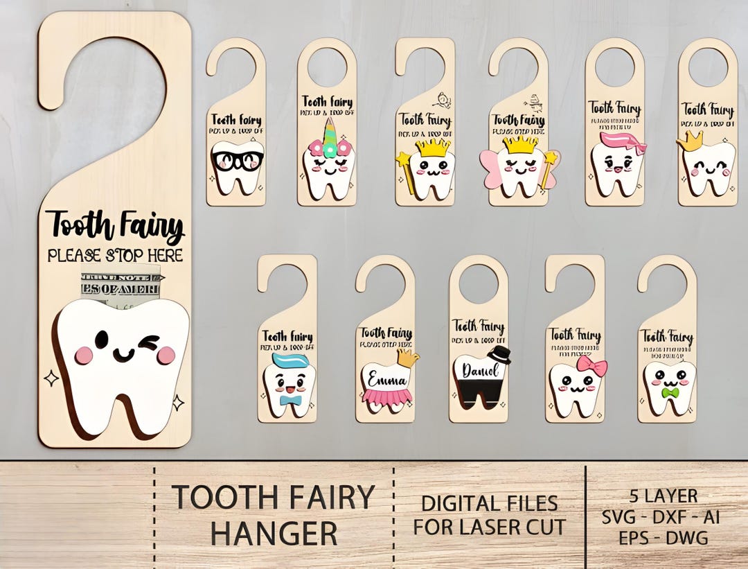 Tooth Fairy Hanger Laser File, Tooth Fairy Bundle Door Hanger With ...