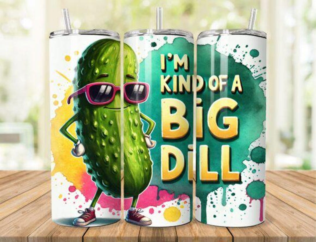 Funny Pickle Tumbler Wrap Sublimation Png 20oz Skinny Design Pickle ...