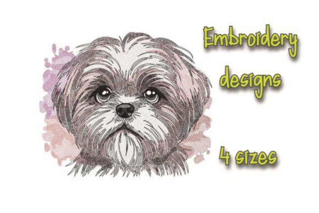 Shih Tzu Dog Face Machine Embroidery Design Small Colorful Small Shih ...