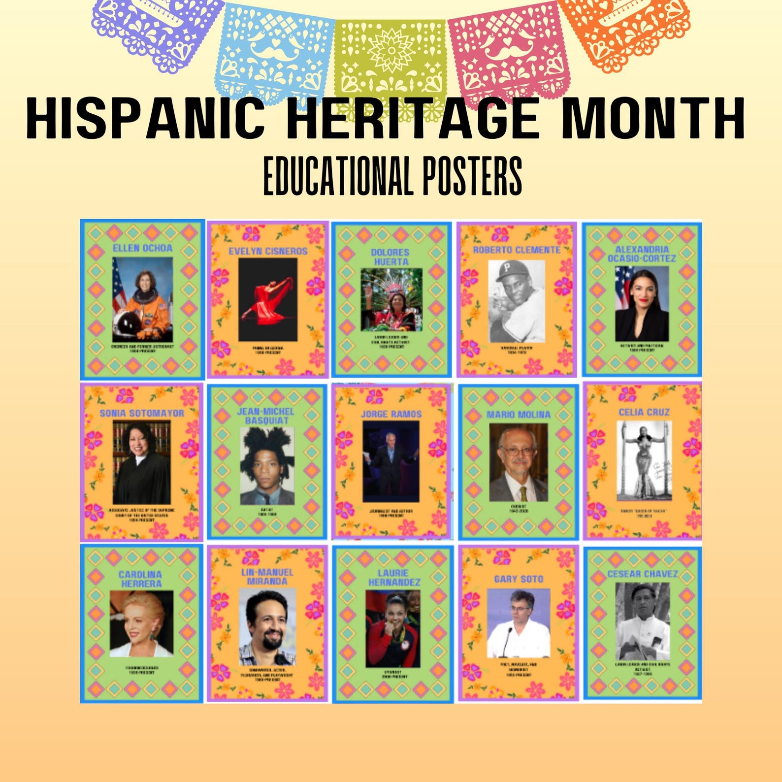 National Hispanic Heritage Month Posters, Educational Posters, School ...