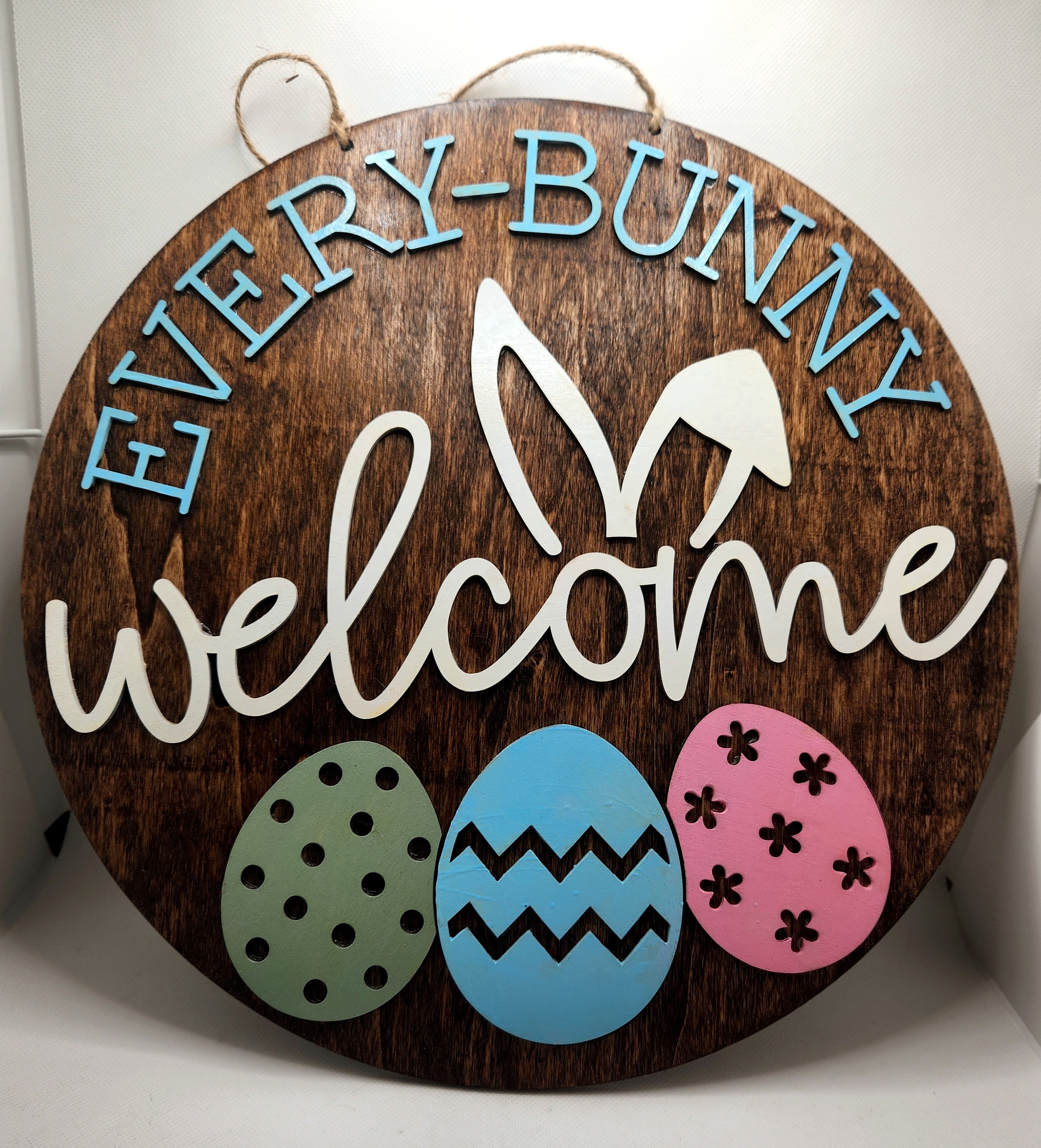 Every Bunny Welcome Sign, Easter Decoration, Wood Door Sign, Round Door ...