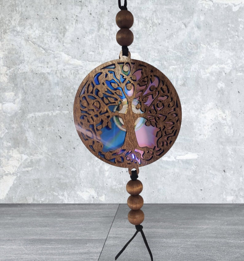 Tree of Life Suncatcher/reflector, Laser Cut Wood, Wood Bead ...