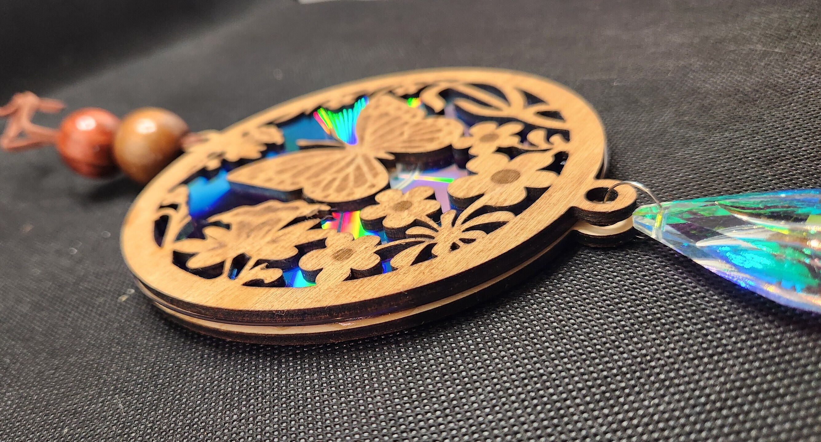 Butterfly Sun Catcher/reflector, Laser Cut Wood, Wood Bead ...