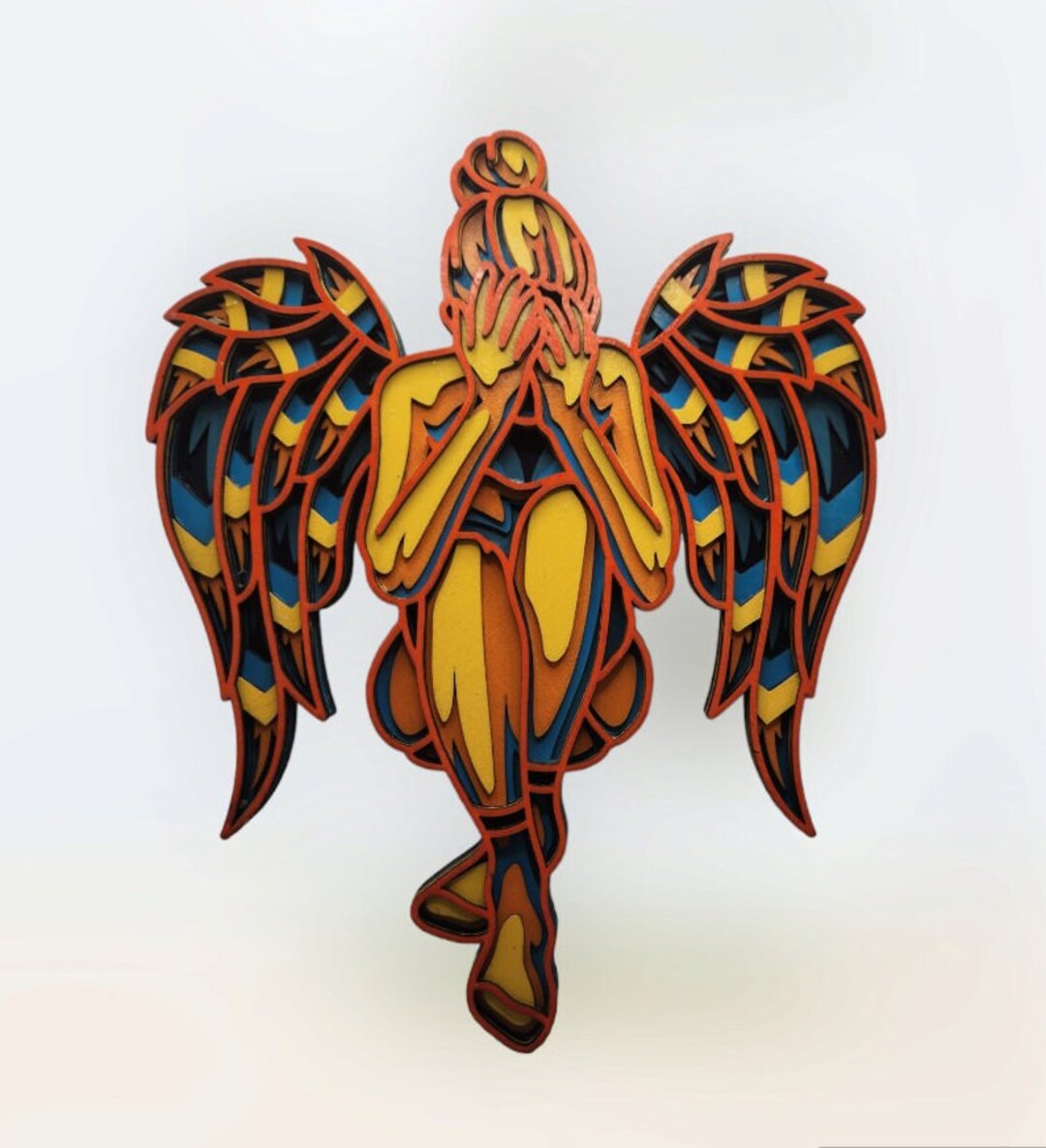 Mandala Angel Wall Art, Crying Angel, Angel Wood Art, Laser Engraved ...