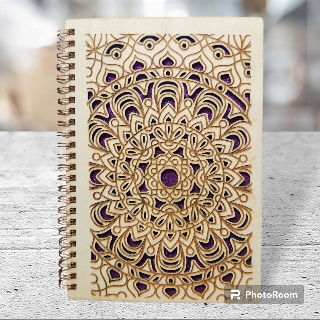 Mandala Laser Cut and Engraved Notebook, Wood Journal, Gift for Mom or ...