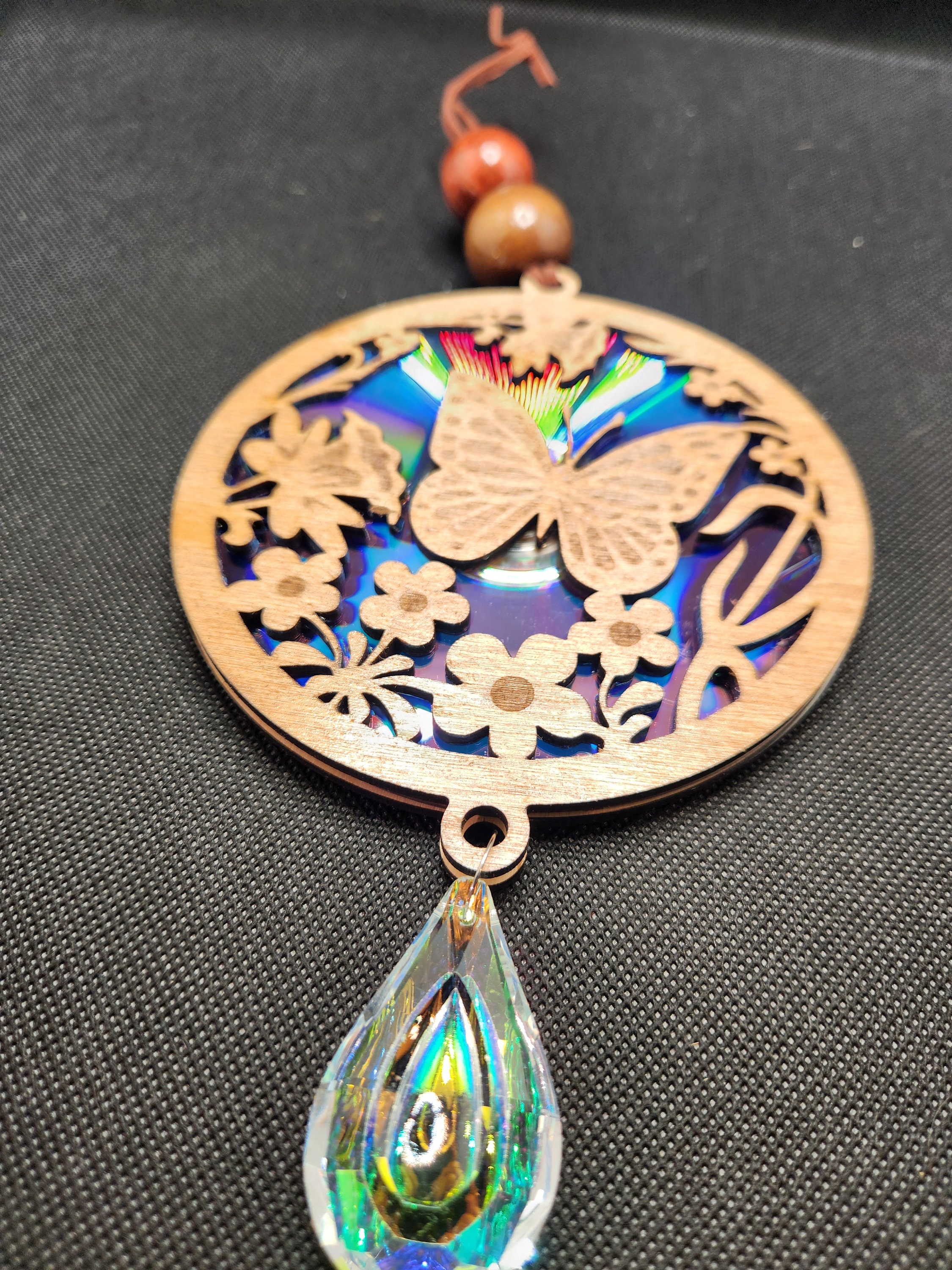 Butterfly Sun Catcher/reflector, Laser Cut Wood, Wood Bead ...