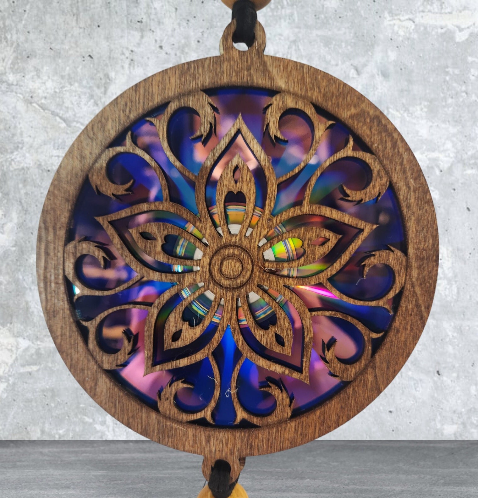 Mandala Suncatcher/reflector, Laser Cut Wood, Wood Bead Embellishments ...