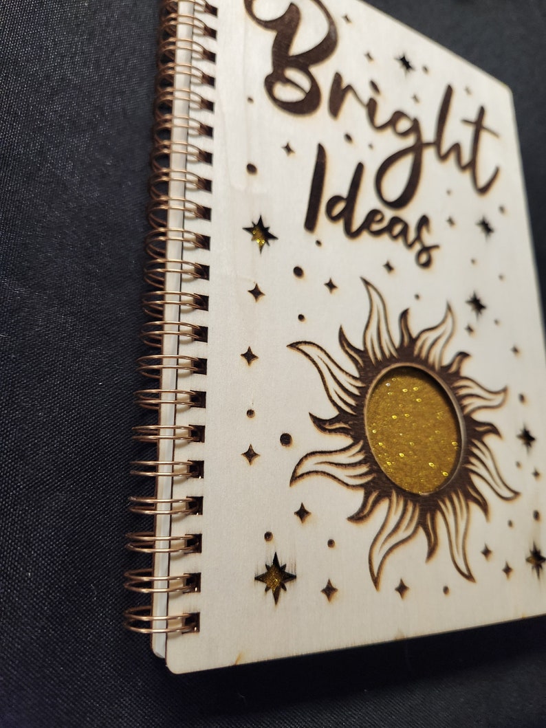 Bright Ideas Sun and Stars Laser Cut and Engraved Notebook, Wood ...