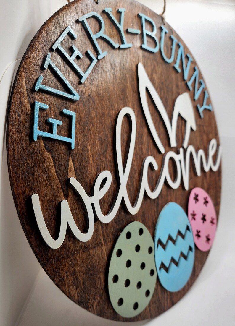 Every Bunny Welcome Sign Easter Decoration Wood Door Sign - Etsy