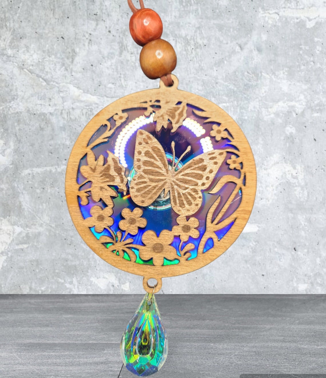 Butterfly Sun Catcher/reflector, Laser Cut Wood, Wood Bead ...
