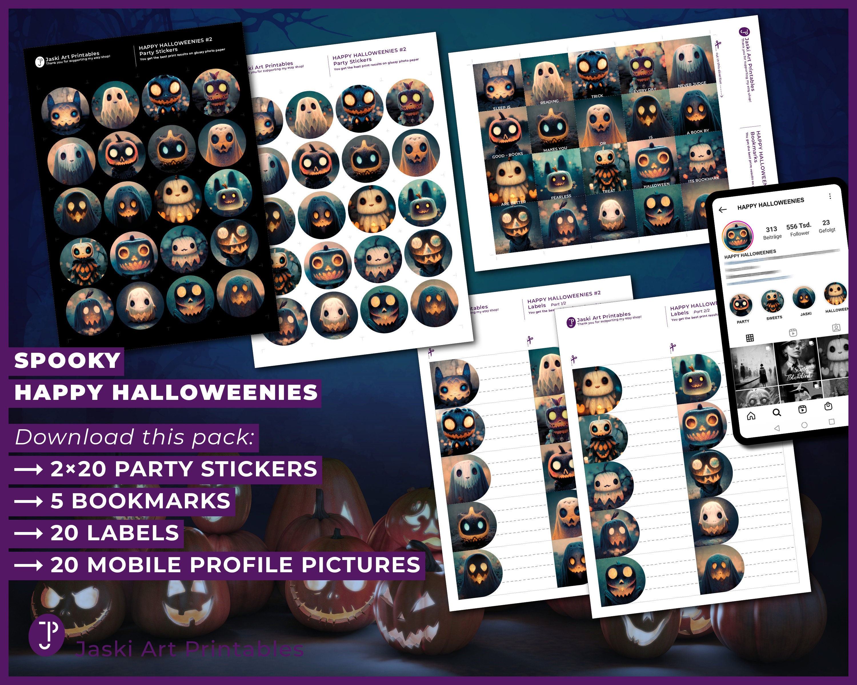 Halloween Printables Spooky Party Stickers for Kids, Halloween ...