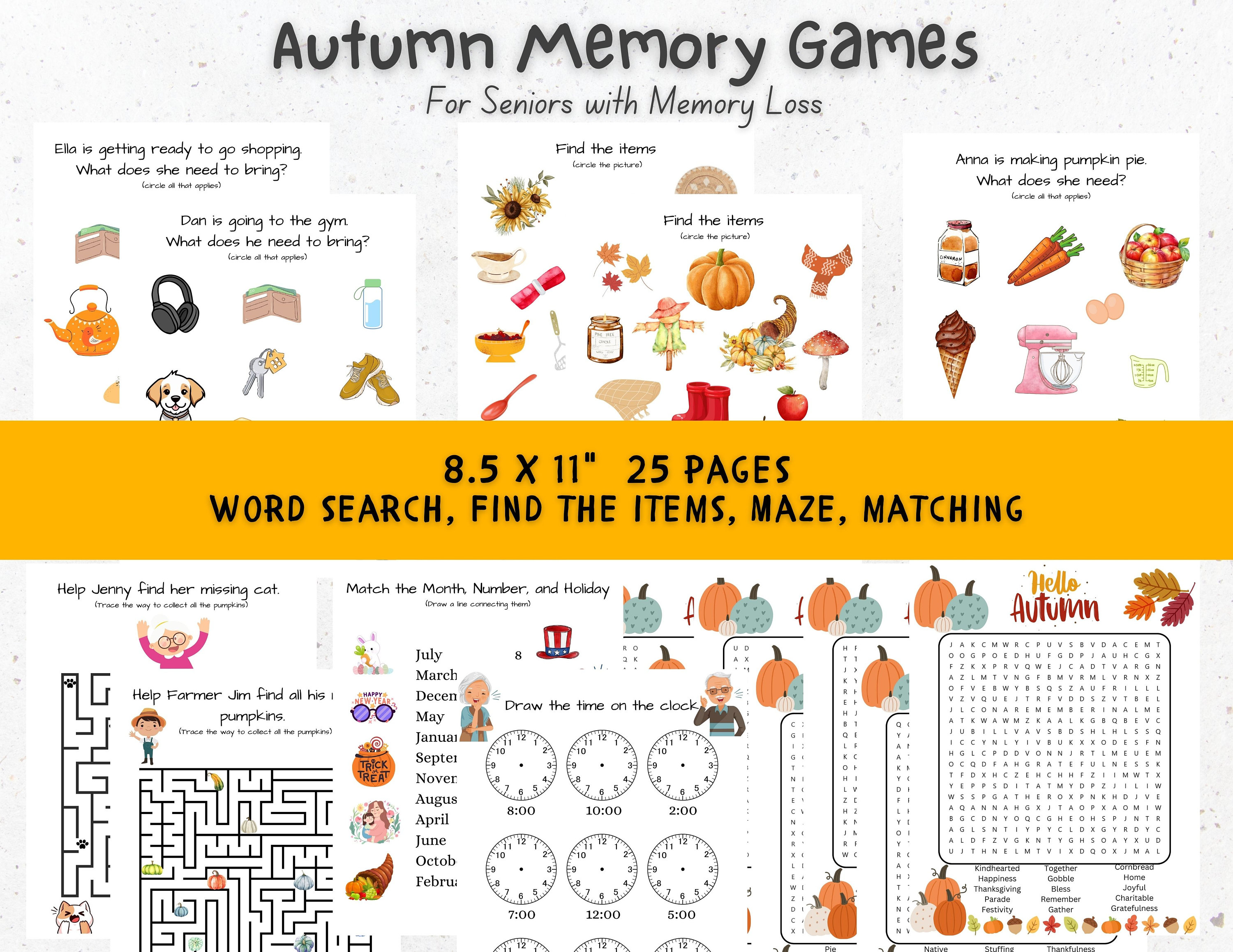 Memory Games for Seniors, Word Search Printable, Dementia Activities ...