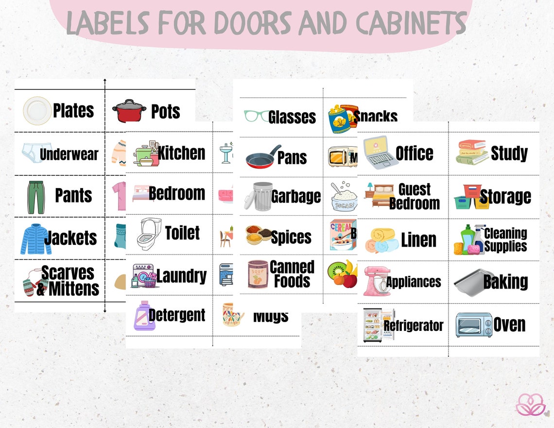 Dementia Aid Label Bundle: 110 Printable Household Labels (digital ...