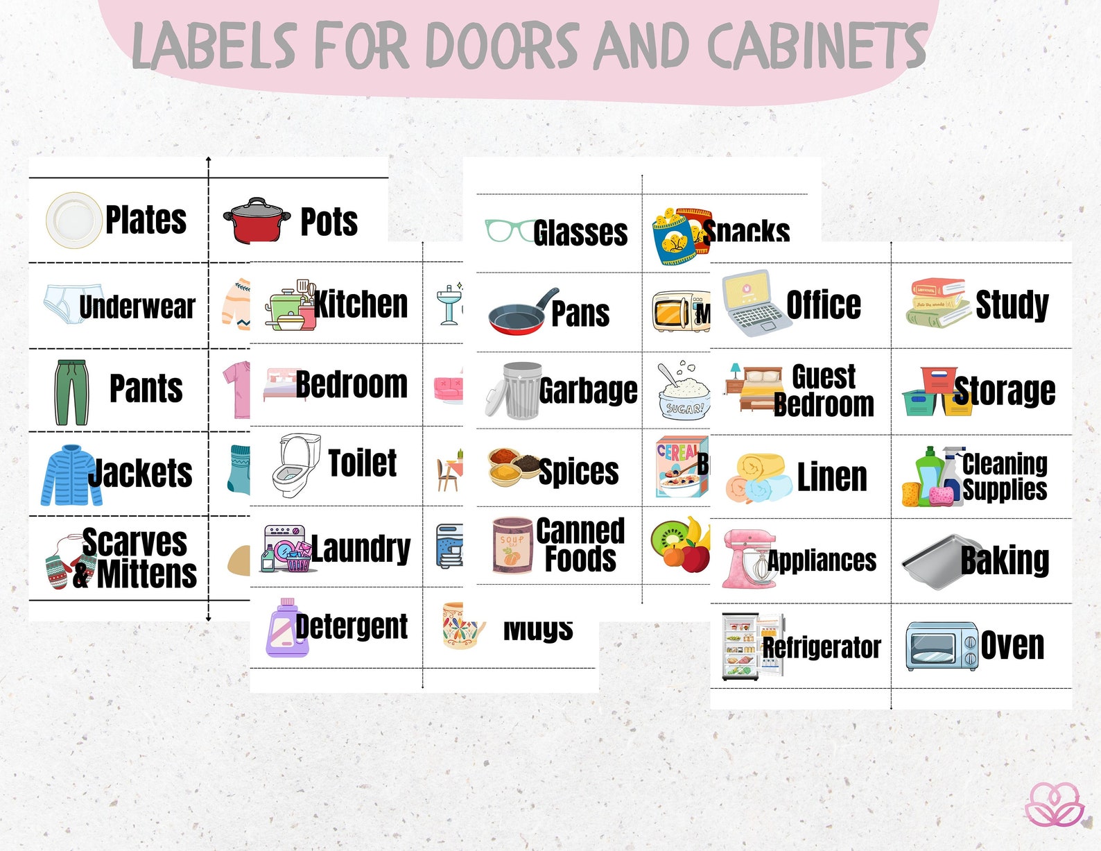 Dementia Aid Label Bundle: 110 Printable Household Labels (digital ...