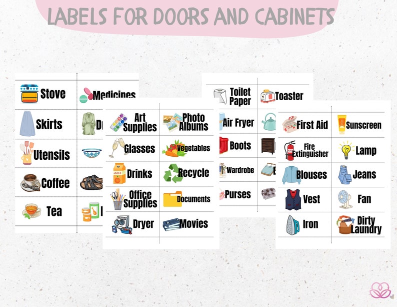 Dementia Aid Label Bundle: 110 Printable Household Labels (digital ...