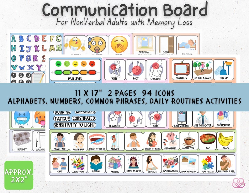 Picture Communication Board for Nonverbal Adults, Dementia ...