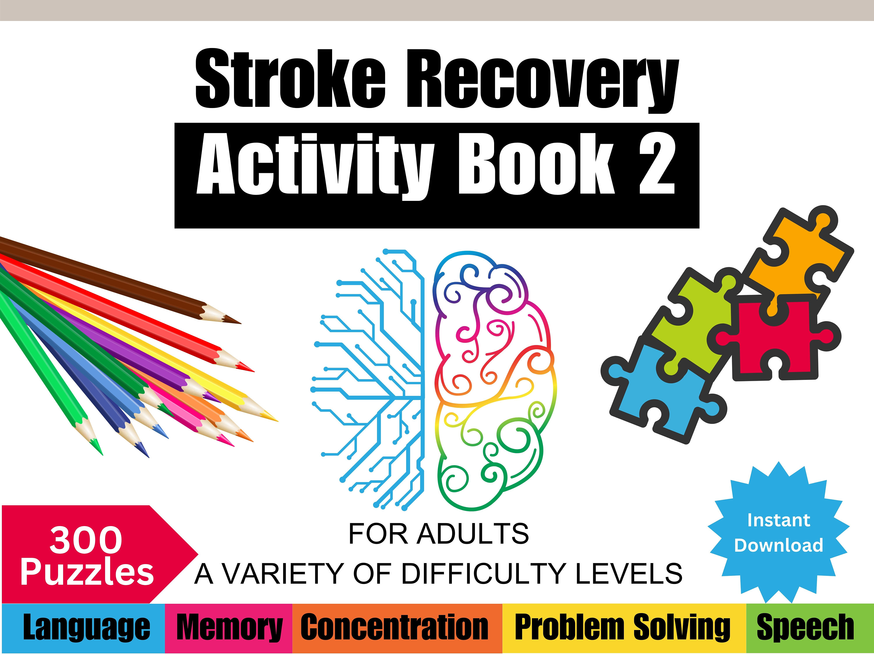 Stroke Recovery Activity Book 2, Word Search Puzzle Adult, Word ...