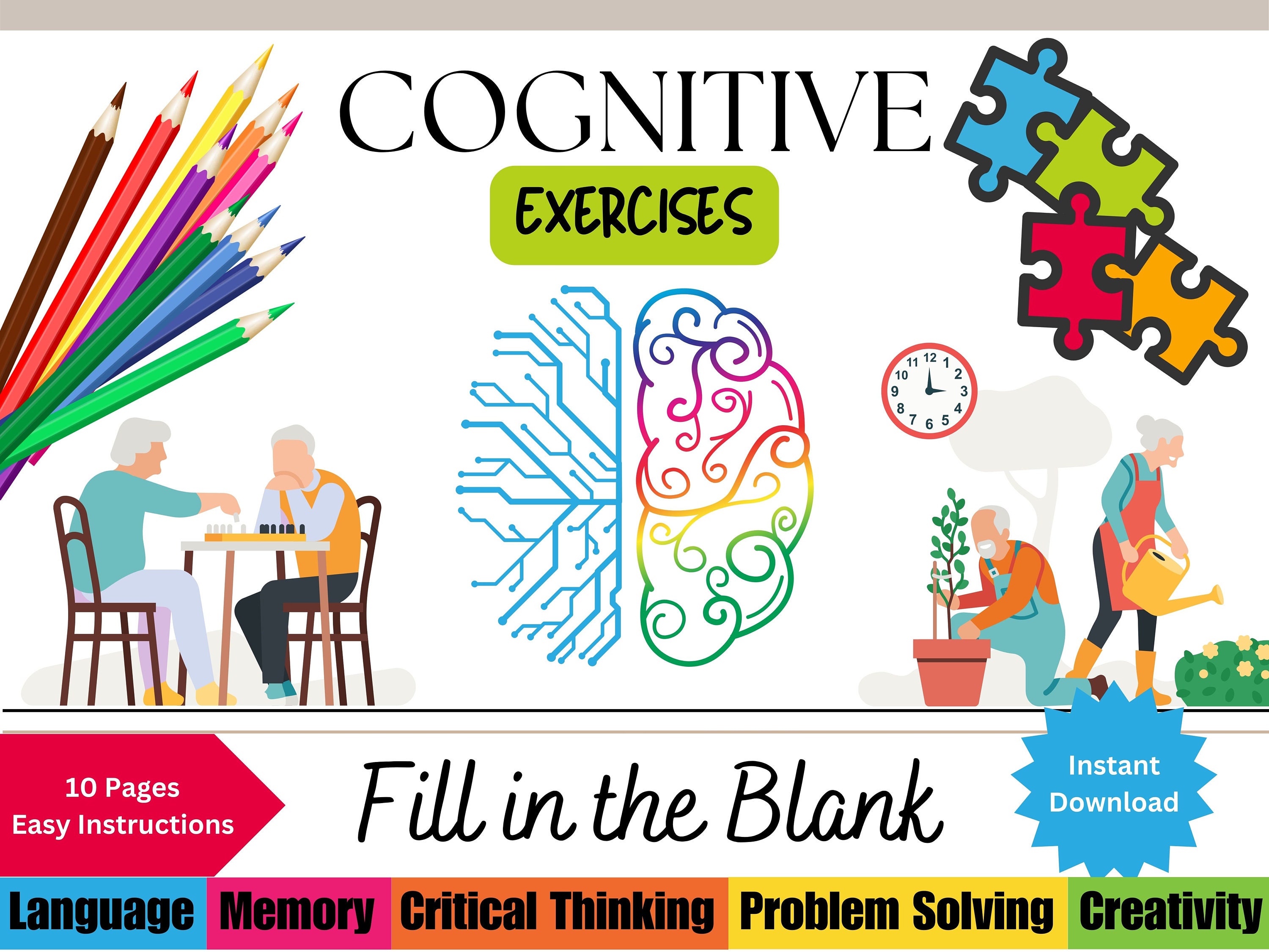 Fill in the Blank Cognitive Exercise for Seniors: Dementia & Stroke ...