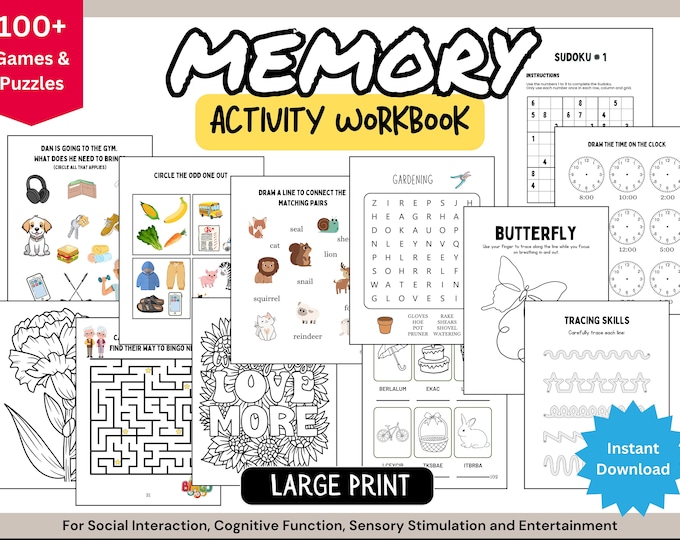Printable Senior Games | INSTANT DOWNLOAD | Memory Care | Printable ...