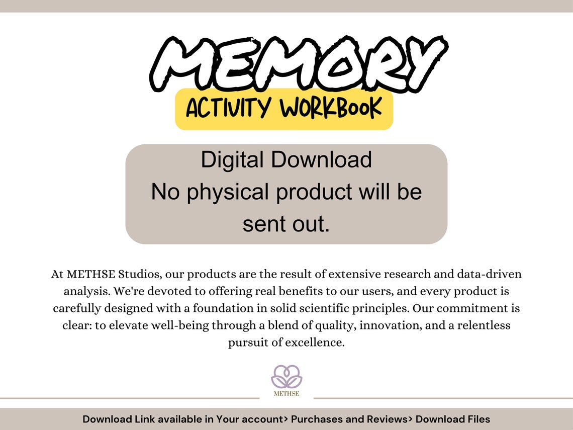 Memory Activity Workbook for Seniors, Dementia & Stroke (digital ...