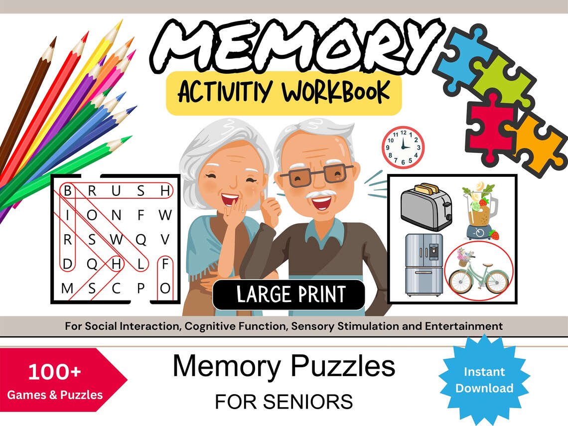 Dementia Activity Book: Memory Games, Word Search, Mazes (digital ...