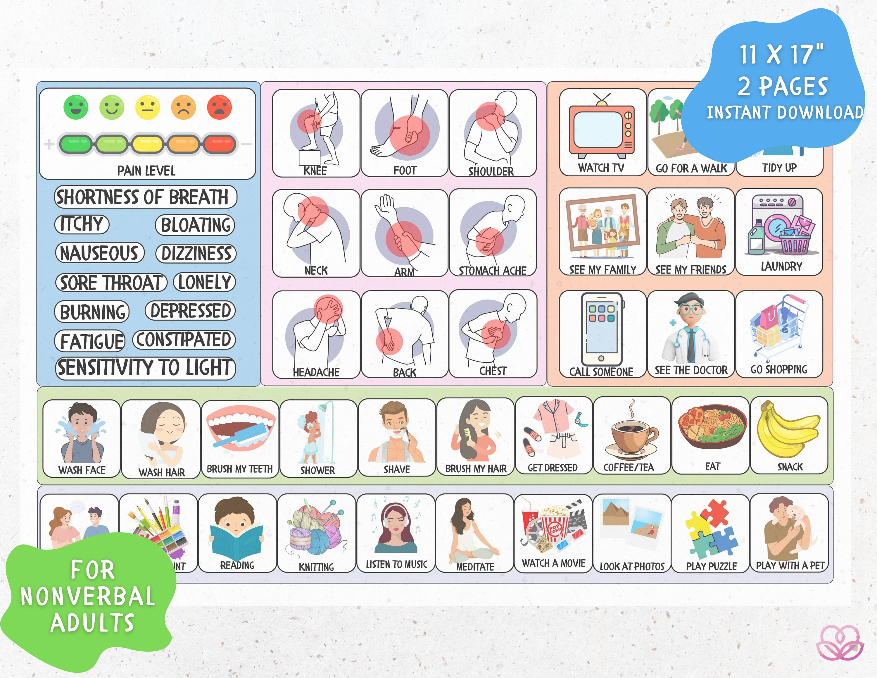 PECS Communication Board for Nonverbal Adults, Dementia, Memory Loss ...