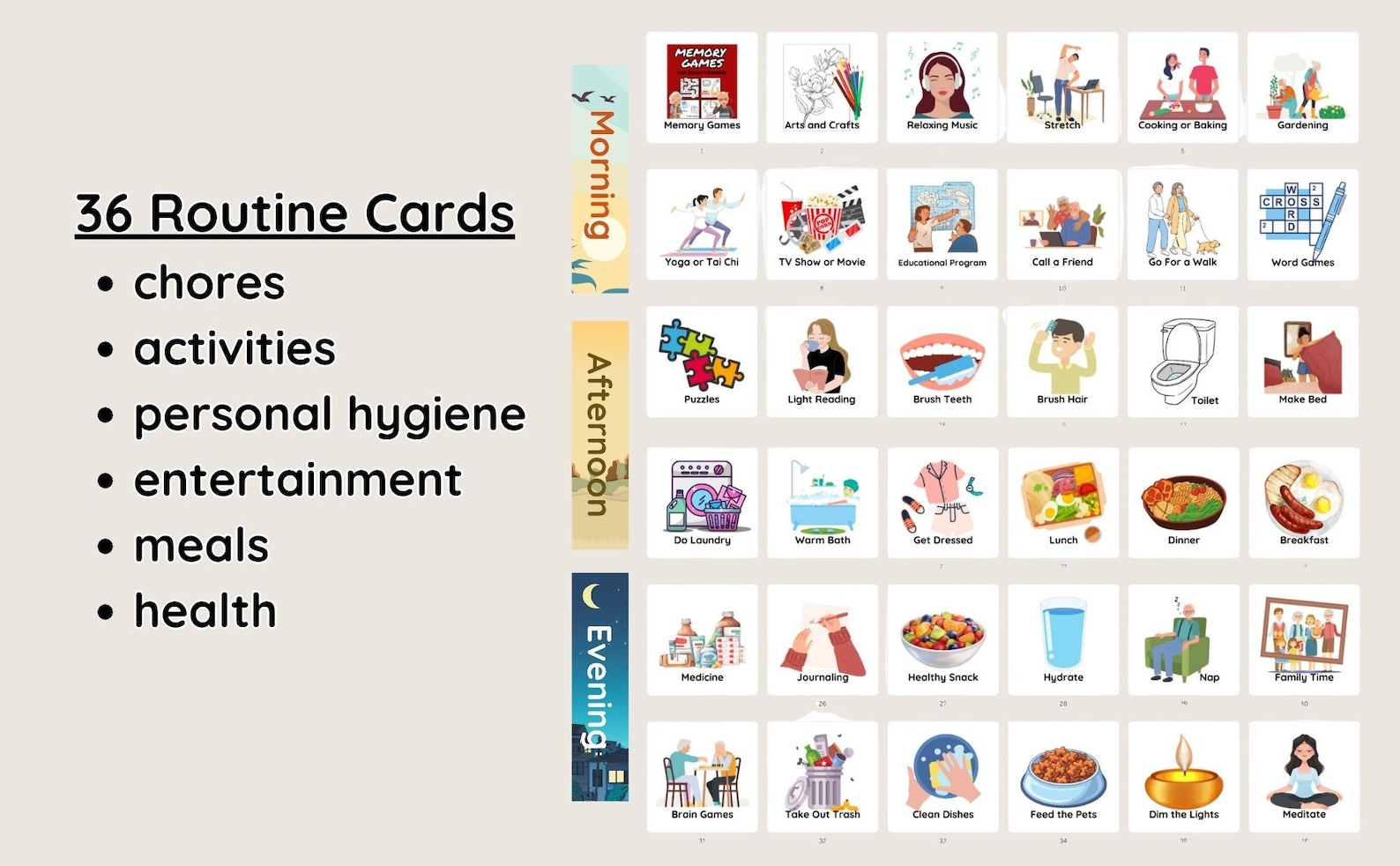 Daily Routine Board for Seniors, Daily Planner Routine, Dementia ...