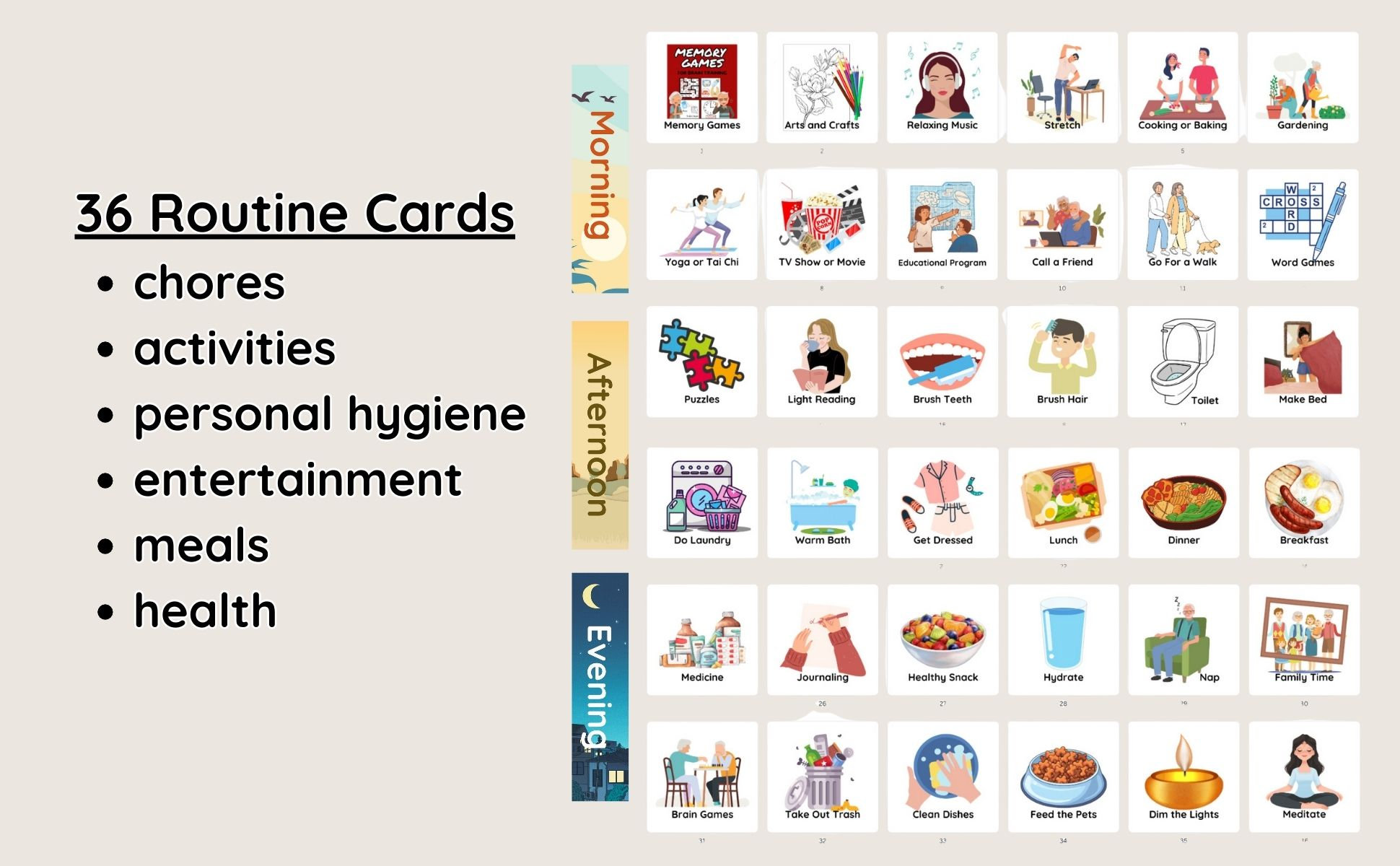 Daily Routine Board for Seniors, Daily Planner Routine, Dementia ...