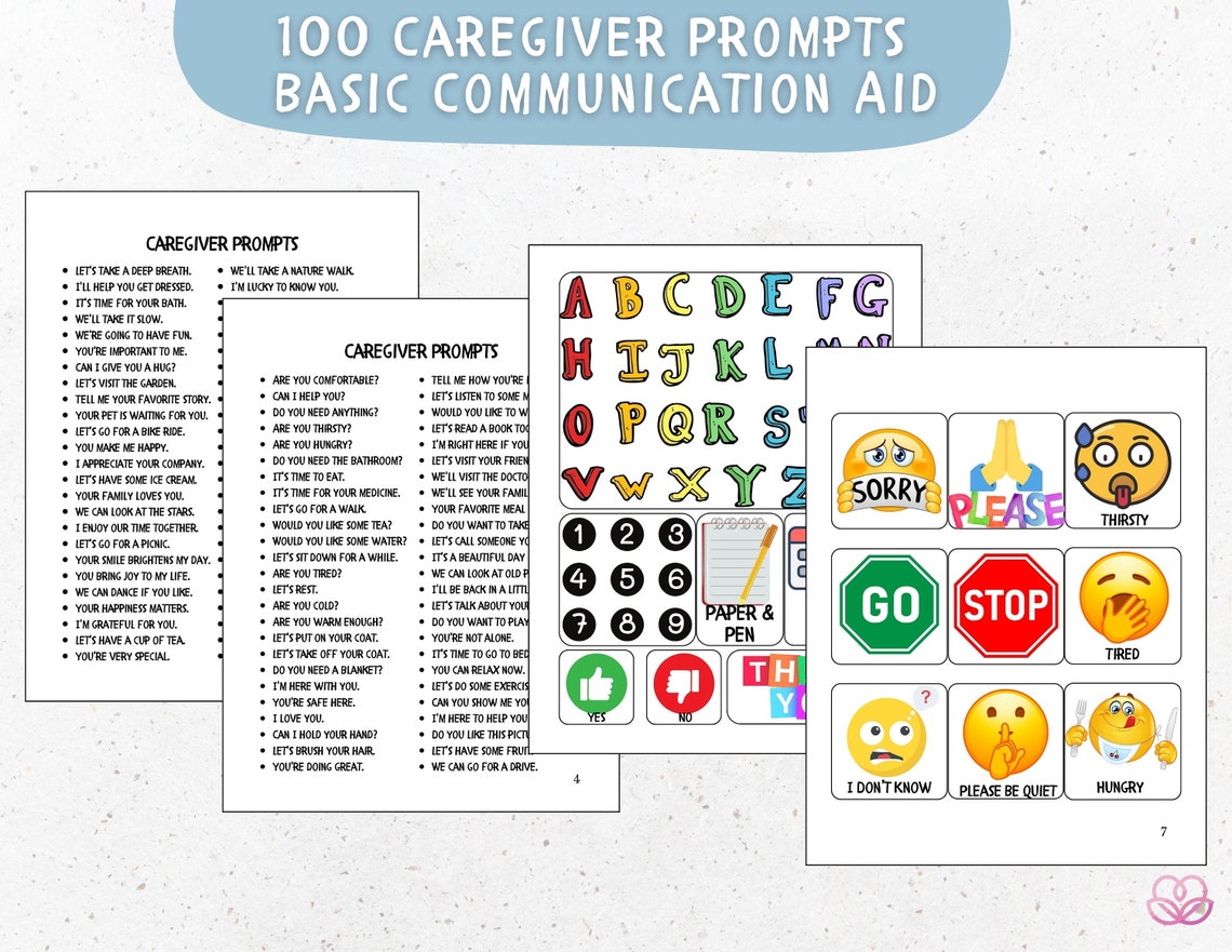 Dementia Communication Cards: Caregiver Prompts, Memory Loss, Printable ...