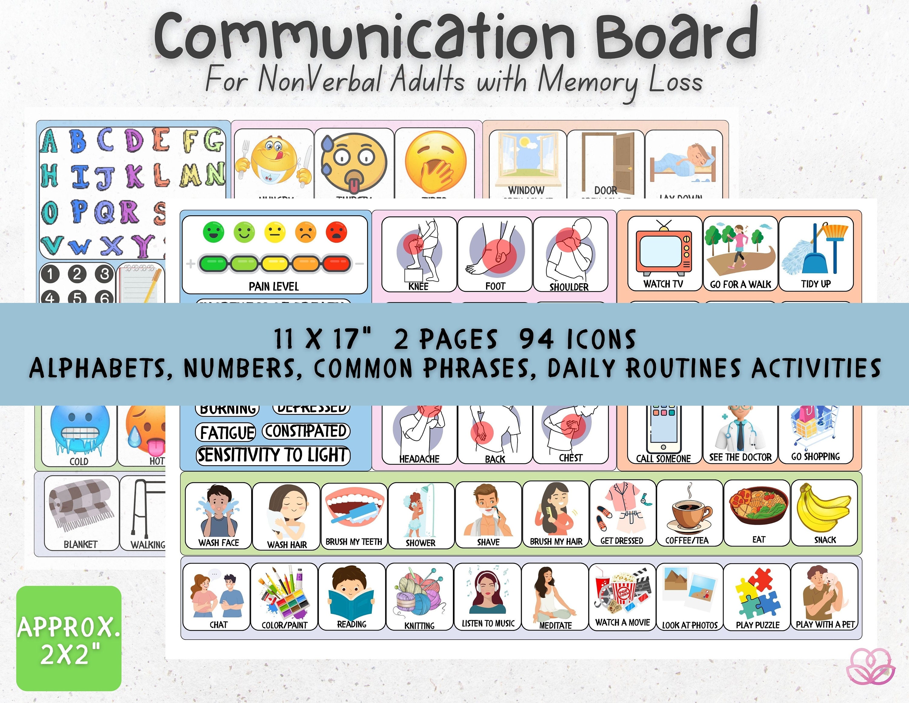 PECS Communication Board for Nonverbal Adults, Dementia, Memory Loss ...