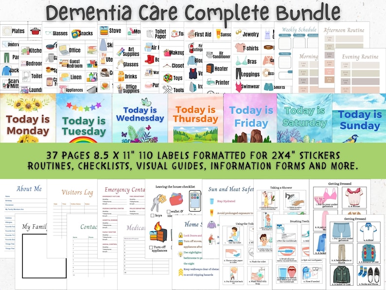 Dementia Care Bundle: Visual Aids, Checklists, Labels (digital Download ...