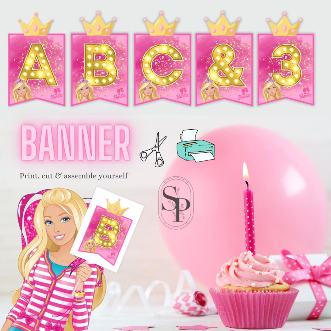 Barbie Party Girls Party Banner Printable PDF File Barbie - Etsy