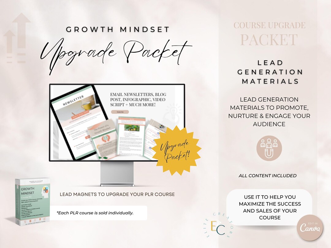 Growth Mindset Course Upgrade Packet | PLR Course Upgrade Packet ...