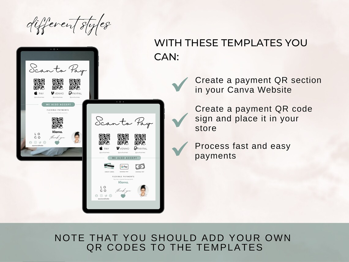 Emerald QR Code Sign | Scan to Pay QR Code Template | Editable Canva ...