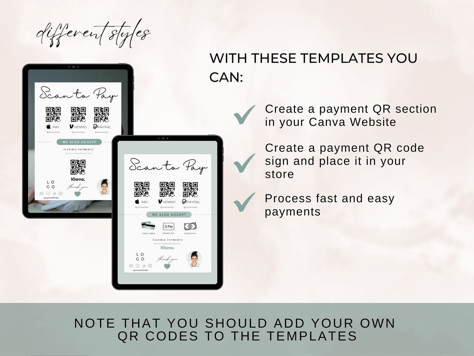 Emerald QR Code Sign | Scan to Pay QR Code Template | Editable Canva ...