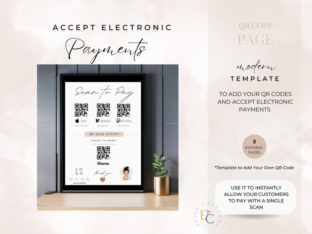 Modern QR Code Sign | Scan to Pay QR Code Template | Editable Canva ...