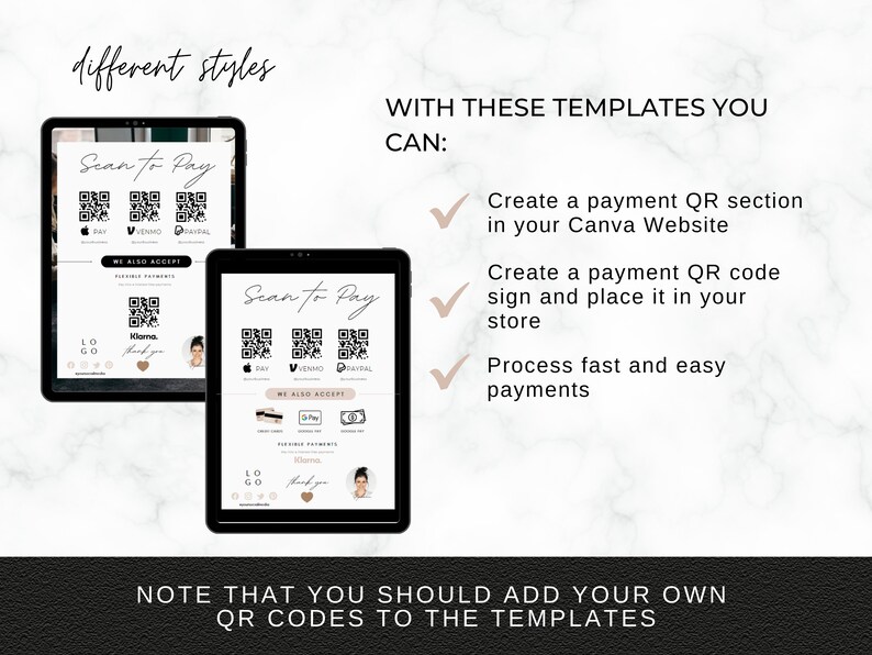 Modern QR Code Sign Scan to Pay QR Code Template Editable - Etsy