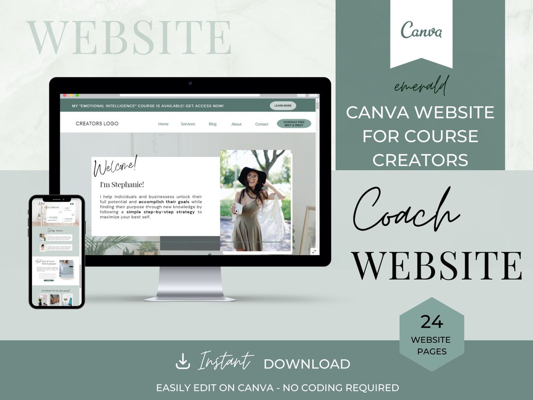 Emerald Canva Website Template for Coaches Canva Website for - Etsy