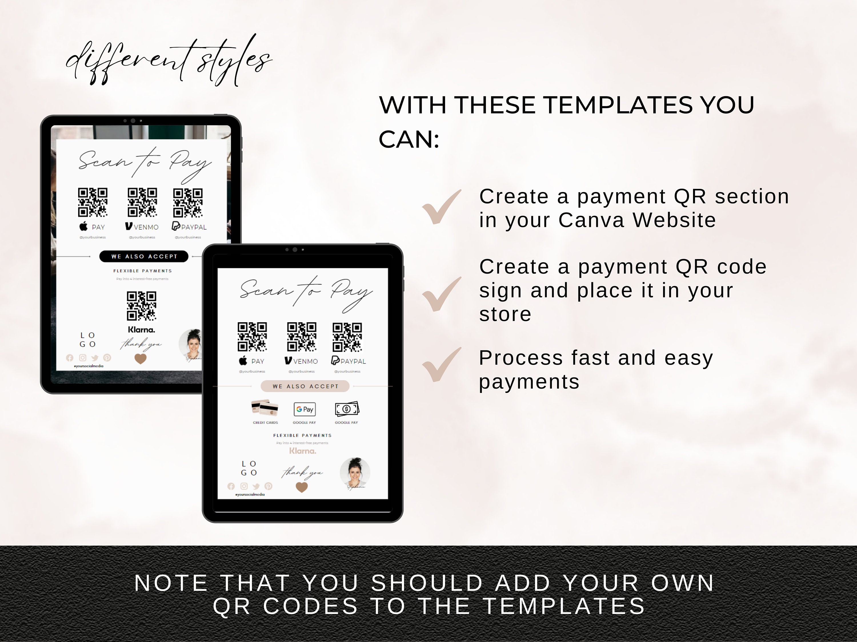 Modern QR Code Sign | Scan to Pay QR Code Template | Editable Canva ...