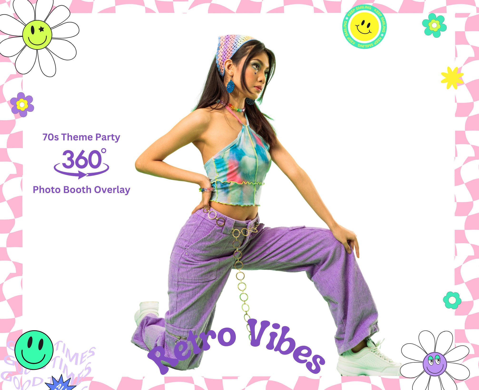 70s Theme Party Overlay, Birthday Overlay, 360 Photo Booth Overlay, 360 ...