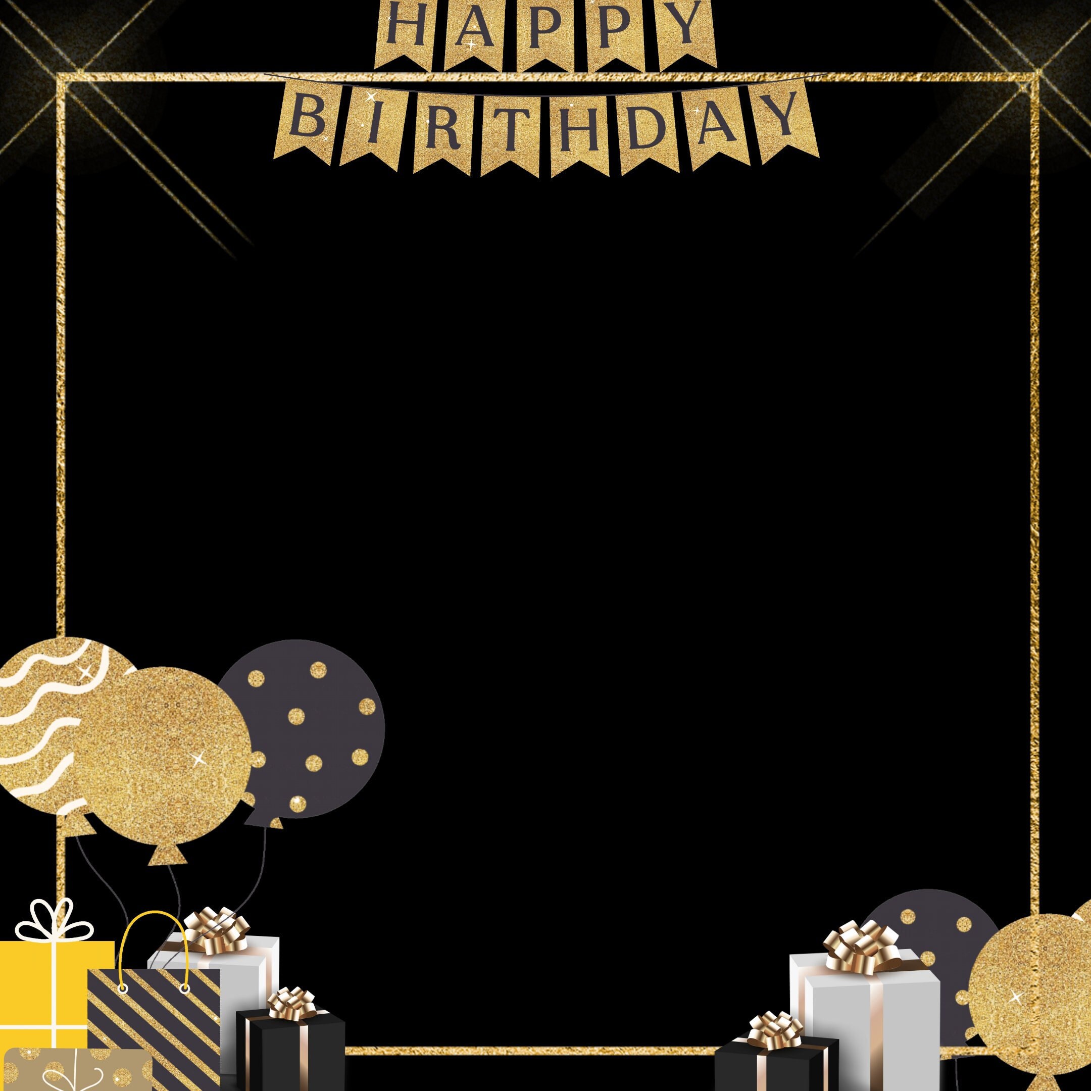 Birthday 360 Video Booth Overlay Gold Touchpix Bday Photo Booth ...