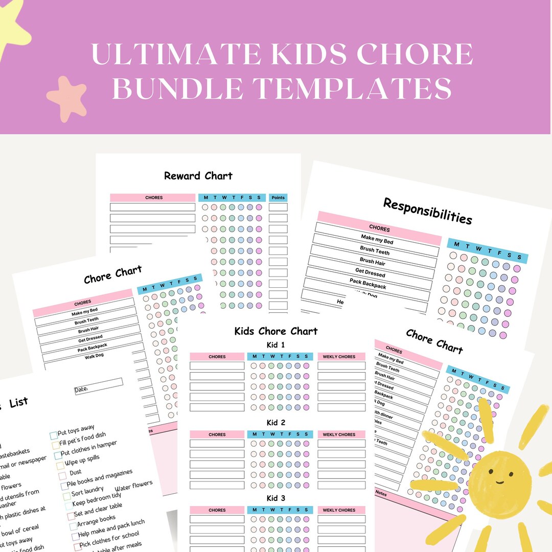 Editable Chore Chart for Kids | Printable | Kids Daily Weekly ...