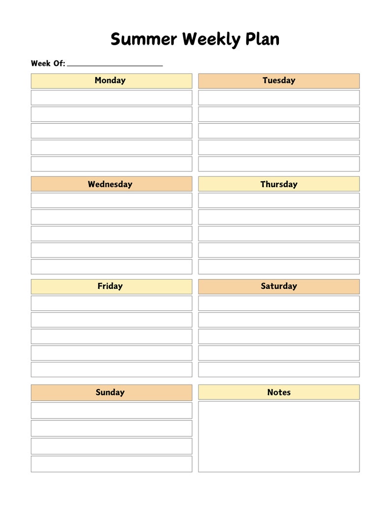 Printable Editable SUMMER 2024 Planner Bundle, Summer Checklist Summer ...